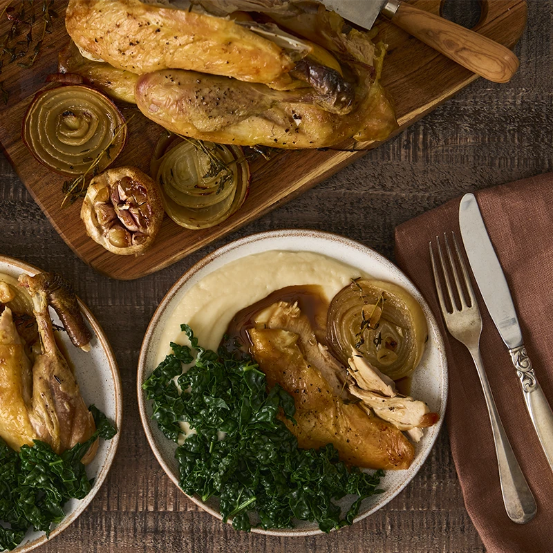 Roast Guinea Fowl With Celeriac And Garlic Puree | Schwartz